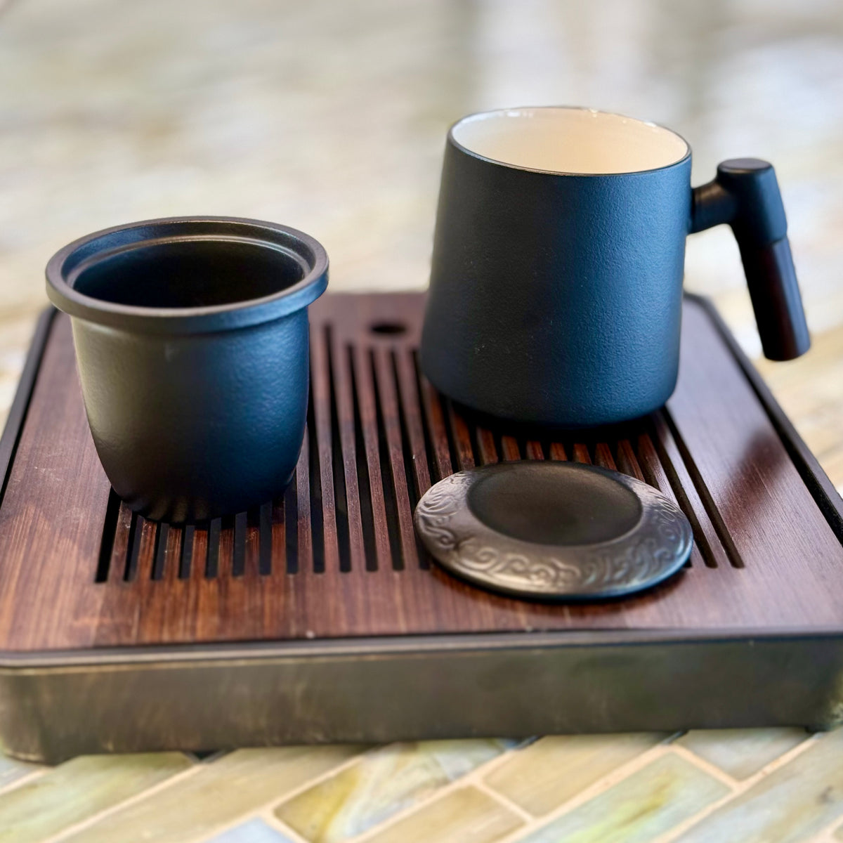 Ceramic Tea Mug with Lid, Infuser, and Wooden Handle - 12oz – Churchill ...